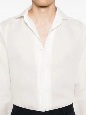 Brioni Classic-collar Linen Shirt - Neutrals
