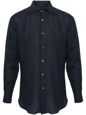 Brioni Classic-collar Linen Shirt - Blue