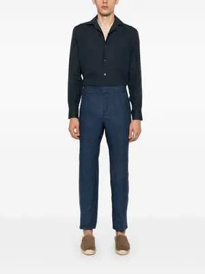 Brioni Classic-collar Linen Shirt - Blue