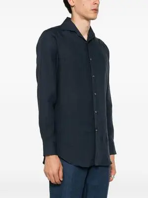 Brioni Classic-collar Linen Shirt - Blue