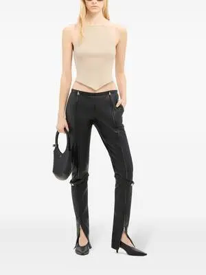COURREGES Logo-embroidered Ribbed Top - Neutrals
