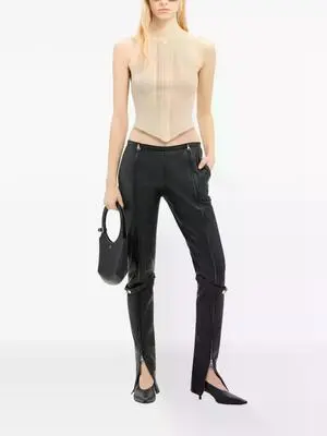 COURREGES Logo-embroidered Ribbed Top - Neutrals
