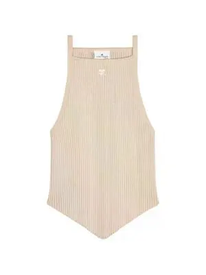 COURREGES Logo-embroidered Ribbed Top - Neutrals
