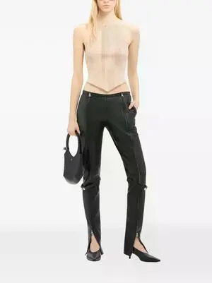 COURREGES Logo-embroidered Ribbed Top - Neutrals