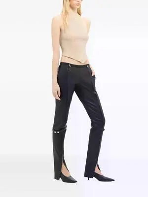 COURREGES Logo-embroidered Ribbed Top - Neutrals
