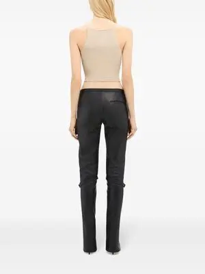 COURREGES Logo-embroidered Ribbed Top - Neutrals