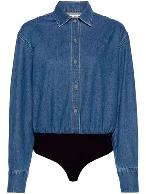 Sandro Classic-collar Denim Bodysuit