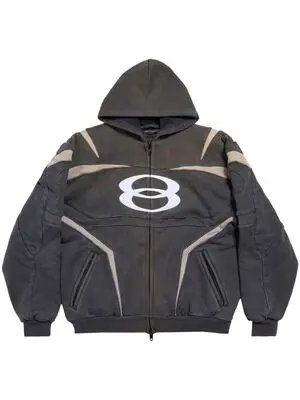 Balenciaga Unity Sports Icon Panelled Zip-Up Hoodie - Black