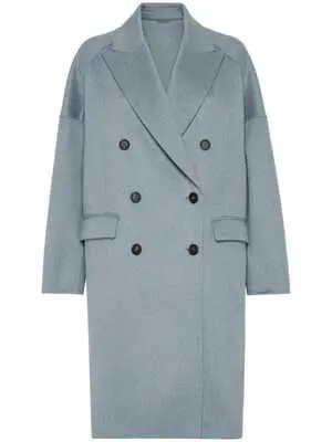 Brunello Cucinelli Double-breasted Cashmere Coat - Blue
