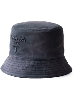 Prada Logo-embroidered Bucket Hat - Blue