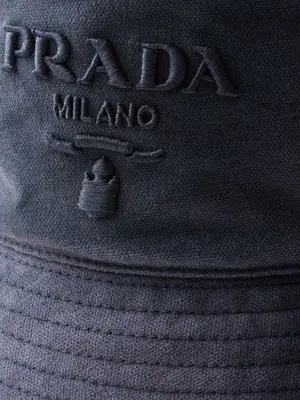 Prada Logo-embroidered Bucket Hat - Blue