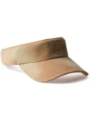 Prada Logo Embroidered Visor Hat - Neutrals