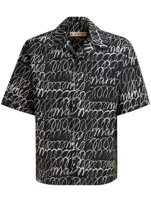 Marni Scribble-print Short-sleeve Cotton Shirt