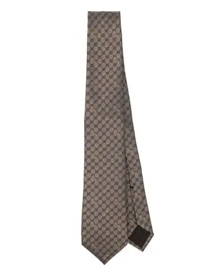 Gucci Gg Jacquard Silk Tie - Brown