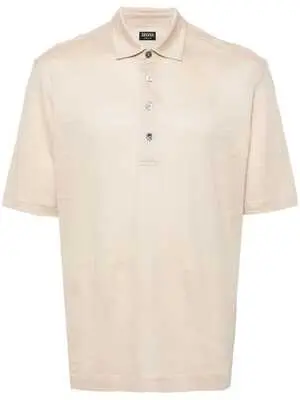 Zegna Short-sleeve Linen Polo Shirt - Neutrals
