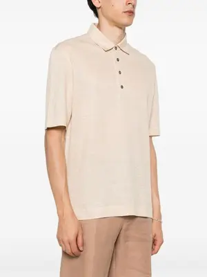 Zegna Short-sleeve Linen Polo Shirt - Neutrals