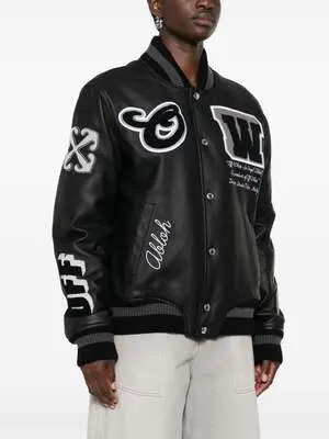 Off-White Appliqué Leather Bomber Jacket