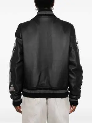 Off-White Appliqué Leather Bomber Jacket