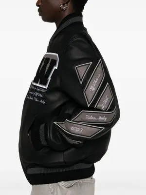 Off-White Appliqué Leather Bomber Jacket