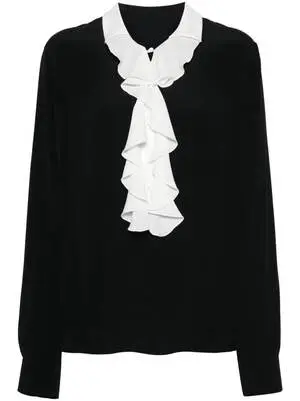 N°21 Ruffled Crepe Blouse - Black