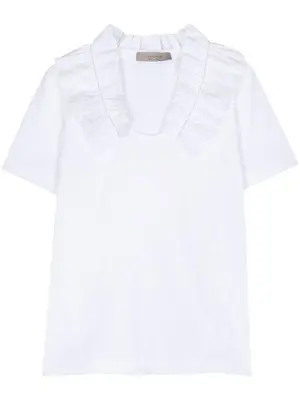 D.exterior Ruffled-collar Jersey T-shirt