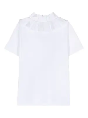 D.exterior Ruffled-collar Jersey T-shirt