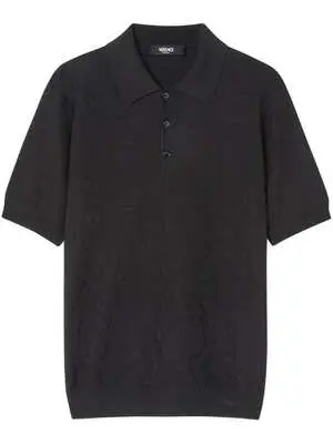 Versace Barocco Knitted Polo Shirt - Black