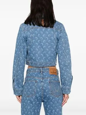 MARINE SERRE Crescent Moon Print Denim Jacket