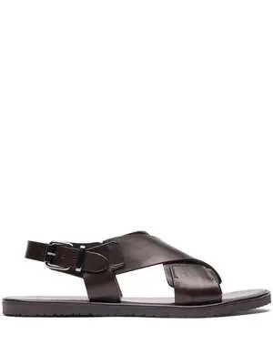 SCAROSSO Massimo Leather Sandals - Brown