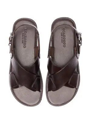 SCAROSSO Massimo Leather Sandals - Brown