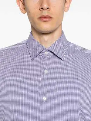 BOSS Check-pattern Long Sleeve Shirt - Blue