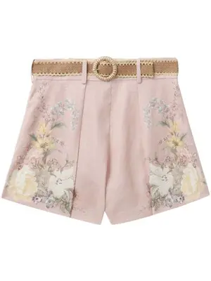 Zimmermann Waverly Floral-print Linen Shorts