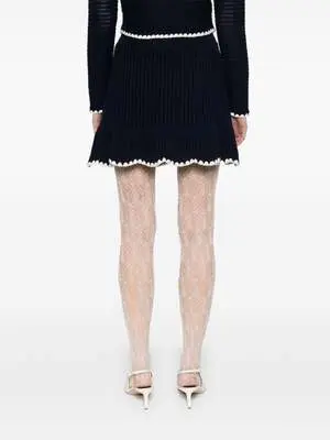 SELF-PORTRAIT Crochet-knit Mini Skirt - Blue