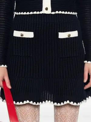 SELF-PORTRAIT Crochet-knit Mini Skirt - Blue