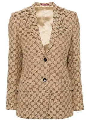 Gucci Gg Canvas Single-breasted Blazer - Neutrals