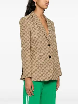 Gucci Gg Canvas Single-breasted Blazer - Neutrals