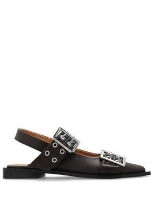 GANNI Buckled Leather Pumps