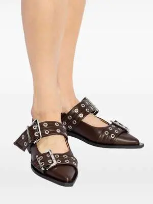 GANNI Buckled Leather Pumps