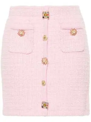 SELF-PORTRAIT Jewelry-buttons Knitted Mini Skirt - Pink