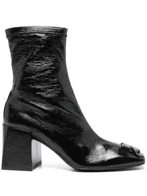 COURREGES Logo-appliqué Patent Leather Boots - Black
