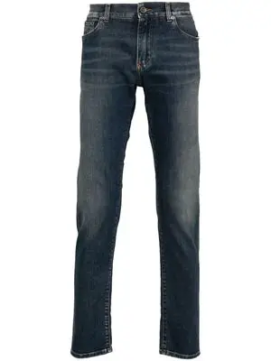 Dolce & Gabbana Slim-fit Jeans With Logo Plaque - Blue