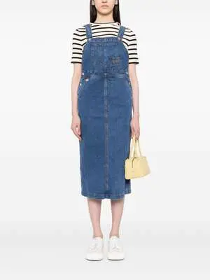 CHOCOOLATE Logo-embroidered Cotton Dungaree Dress