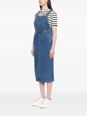 CHOCOOLATE Logo-embroidered Cotton Dungaree Dress