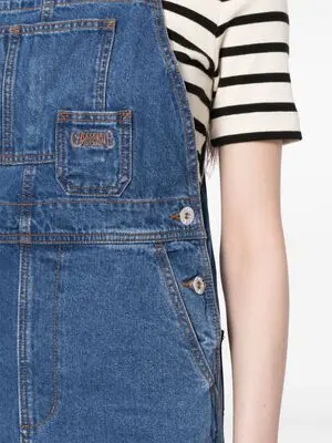 CHOCOOLATE Logo-embroidered Cotton Dungaree Dress