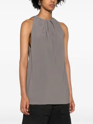 Rick Owens Gathered Crepe Tank Top - Grey