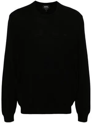 A.p.c. Logo-embroidered Wool Jumper - Black