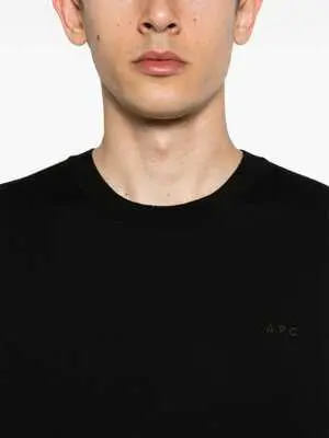 A.p.c. Logo-embroidered Wool Jumper - Black
