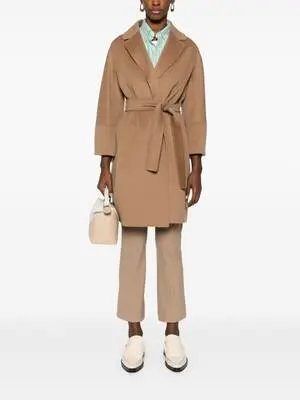 Max Mara Arona Belted Virgin Wool Coat - Brown