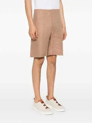 Zegna Oasi Lino Linen Shorts - Brown