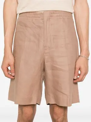 Zegna Oasi Lino Linen Shorts - Brown